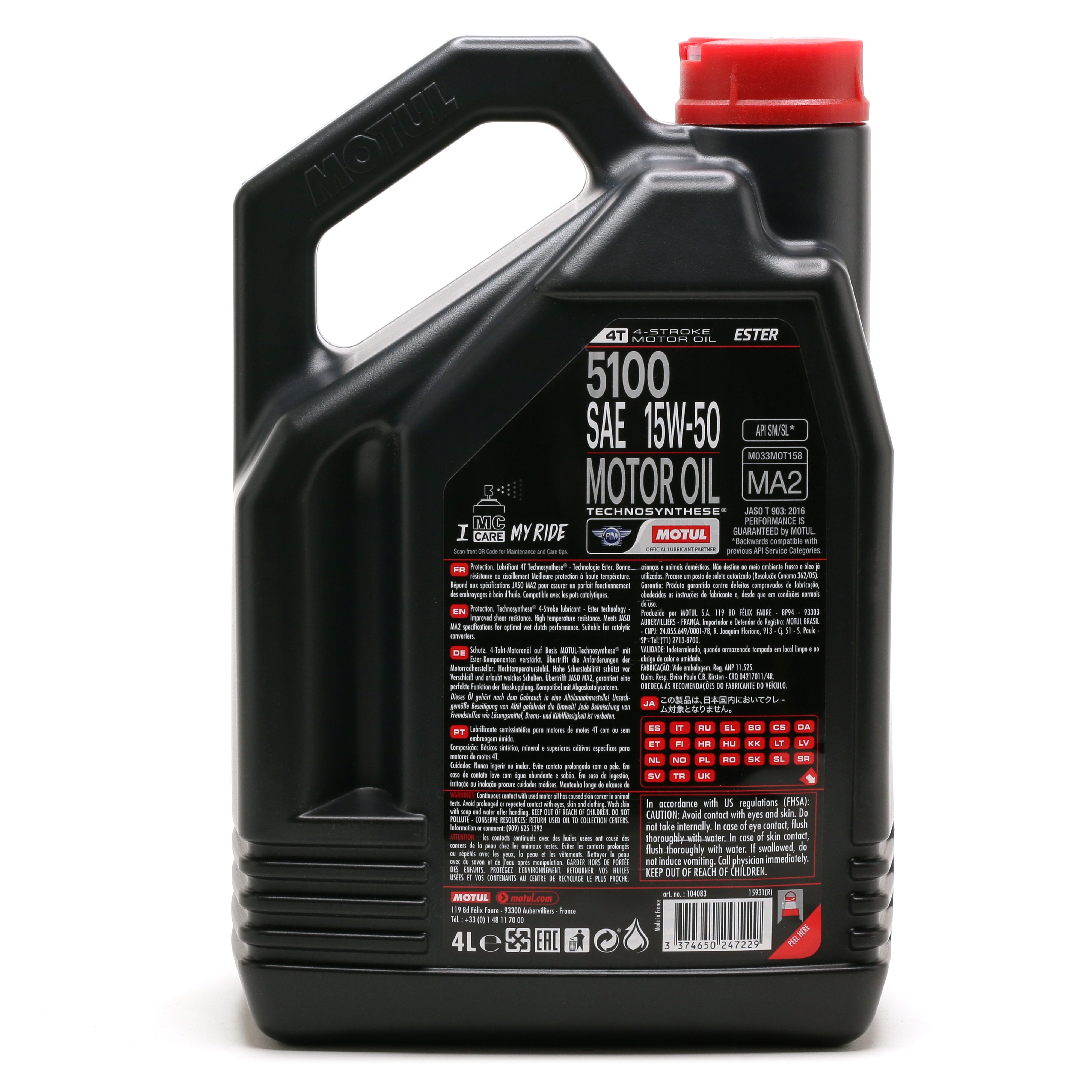 15W-50 Motul 5100 Motorrad Motoröl 4 Liter | pr-720325